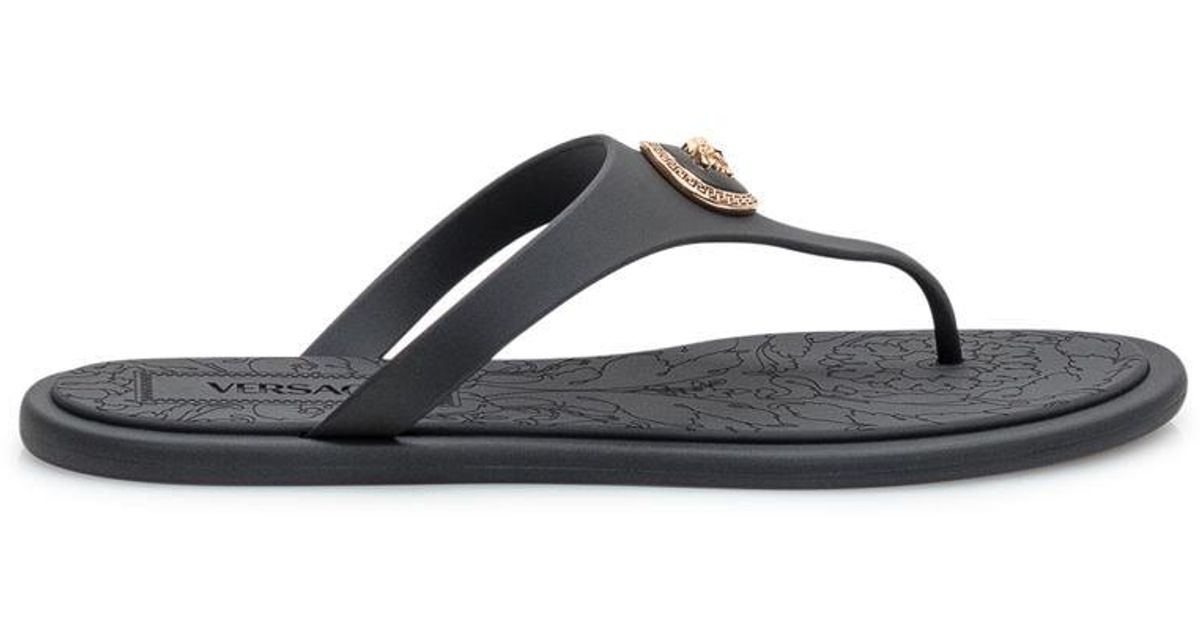 Versace Flip Flops With Medusa Detail In Black Lyst
