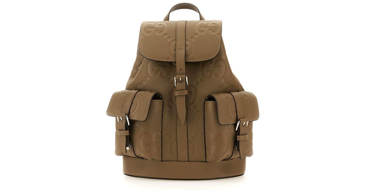 Gucci Backpack With Jumbo Gg in Natural for Men | Lyst