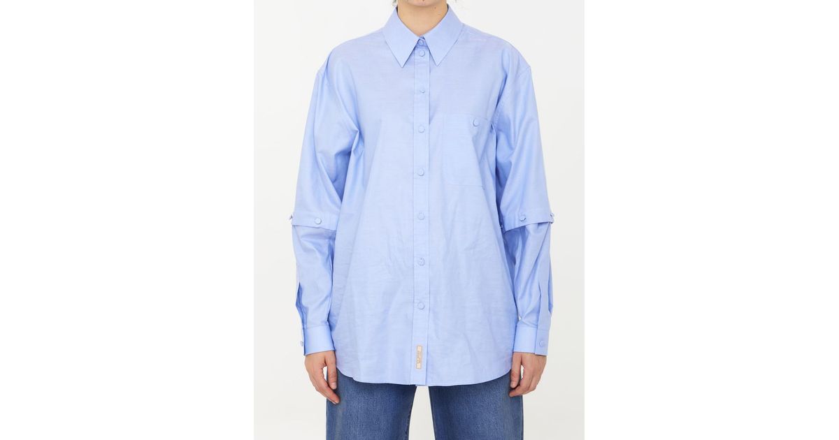 Gucci Detachable Sleeves Shirt in Blue | Lyst