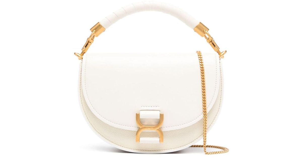 Chloé Leather Marcie Handbag With Chain Belt in Natural | Lyst