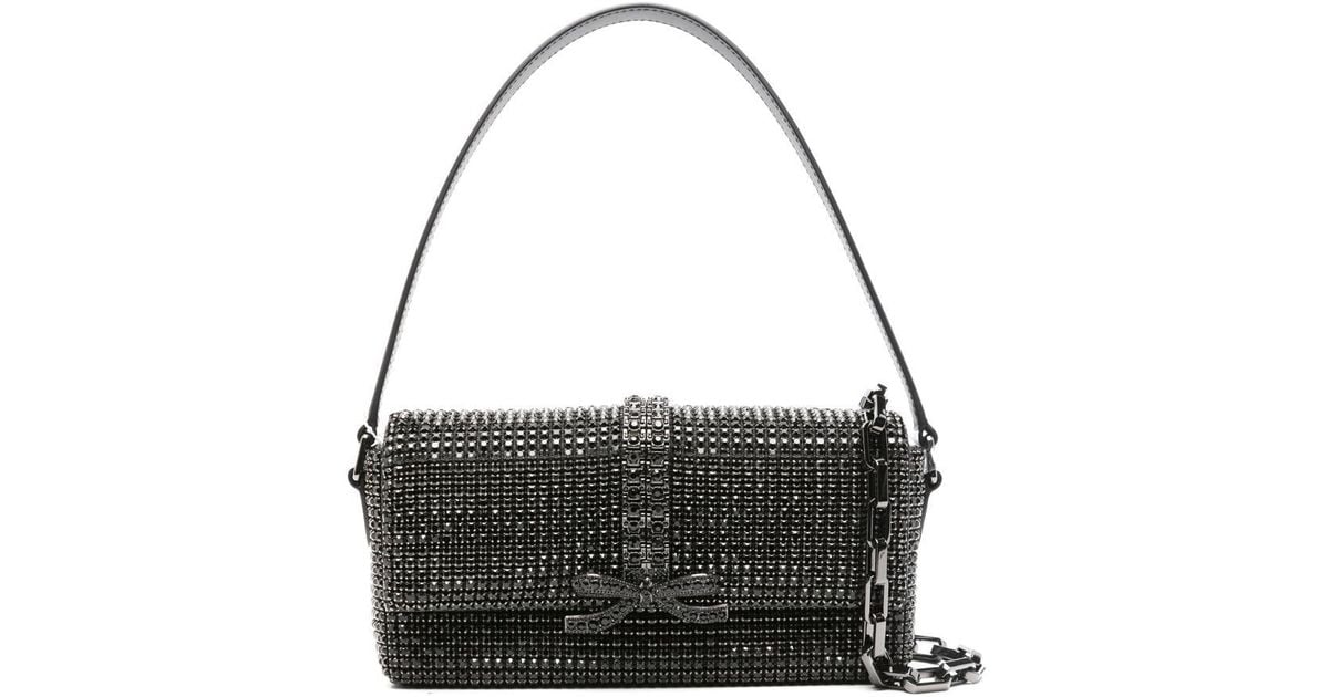 Self-Portrait Rhinestone Chainmail Baguette Bag Bags in Black | Lyst