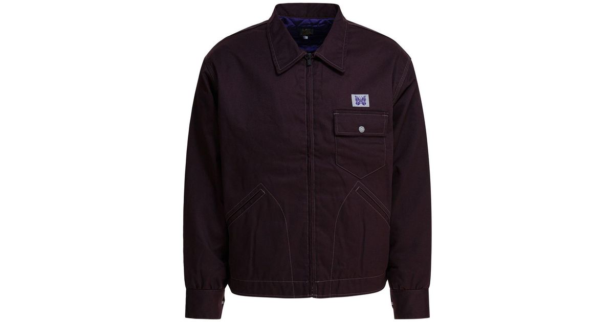 Needles "Pe/C Twill" Lightweight Jacket in Blue for Men | Lyst UK
