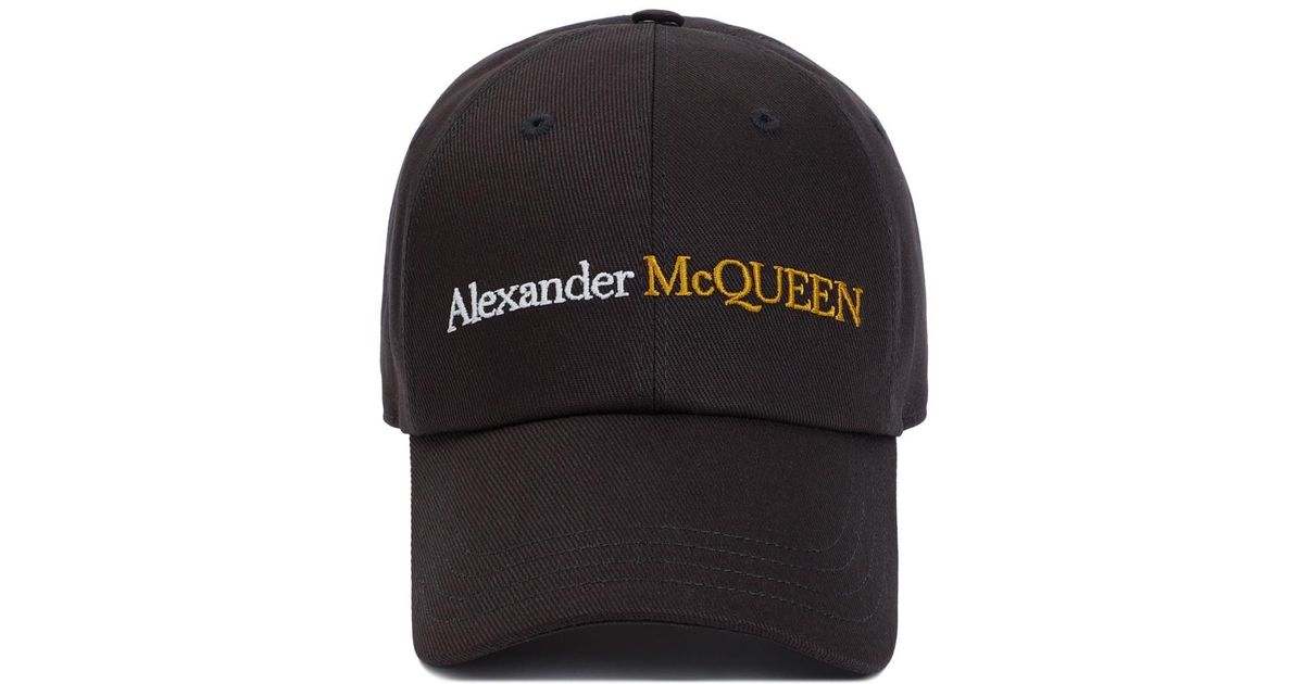 Alexander McQueen Classic Logo Bicolor Hat in Black for Men | Lyst