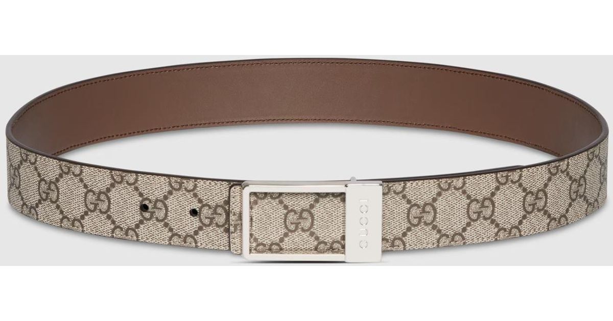 Gucci Gg Reversible Belt With Rectangular Buckle in Brown for Men | Lyst UK
