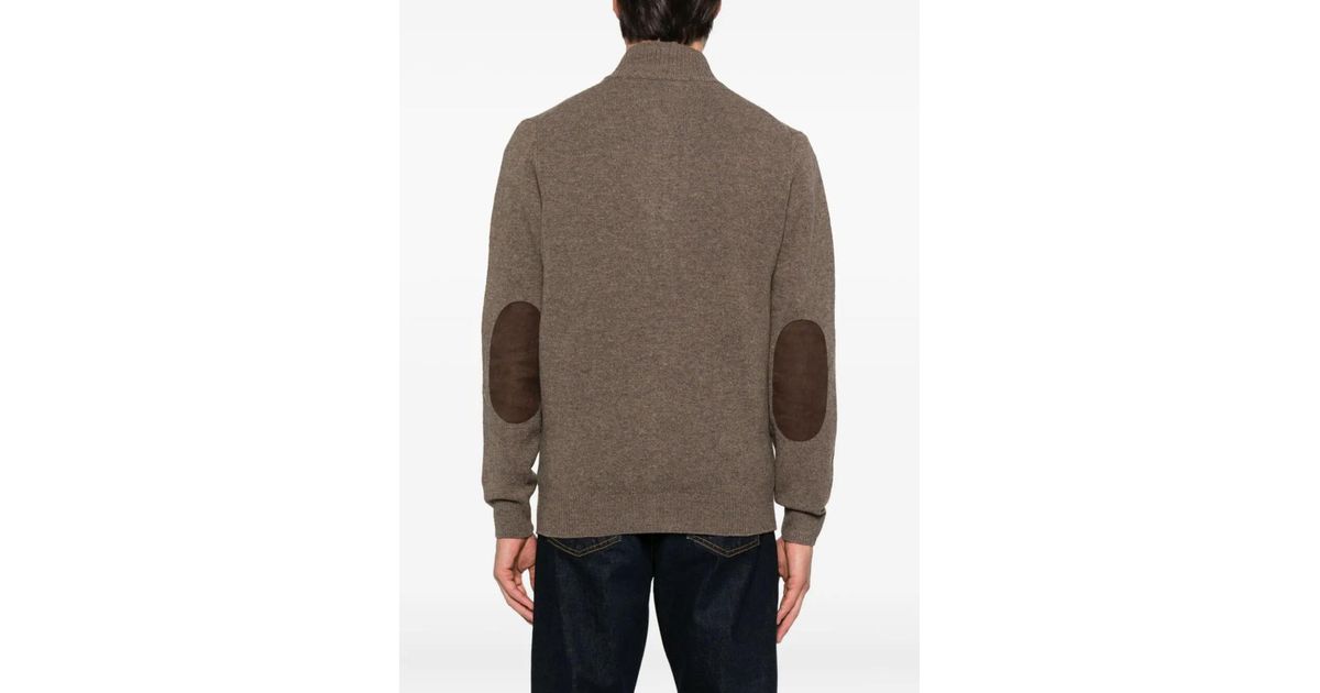 Barbour "essential Patch Zip Through" Knitwear Clothing in Brown for ...