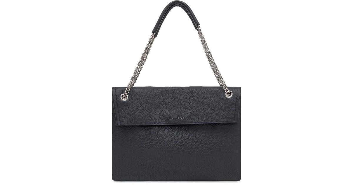 Orciani Leather Shoulder Bag With Chain in Black | Lyst