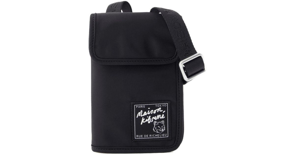 Maison Kitsuné "The Traveller" Neck Pouch in Black for Men | Lyst