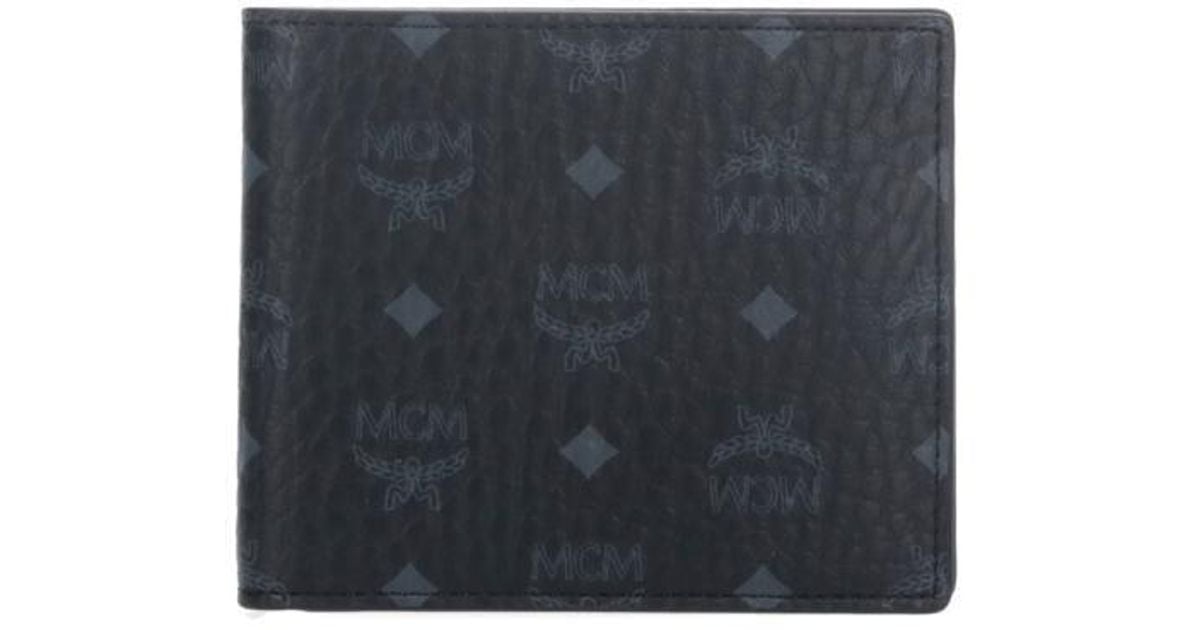 MCM Bi-Fold Logo Wallet in Black for Men | Lyst UK