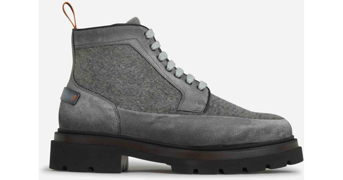Santoni Develop Suede Boots in Black for Men | Lyst