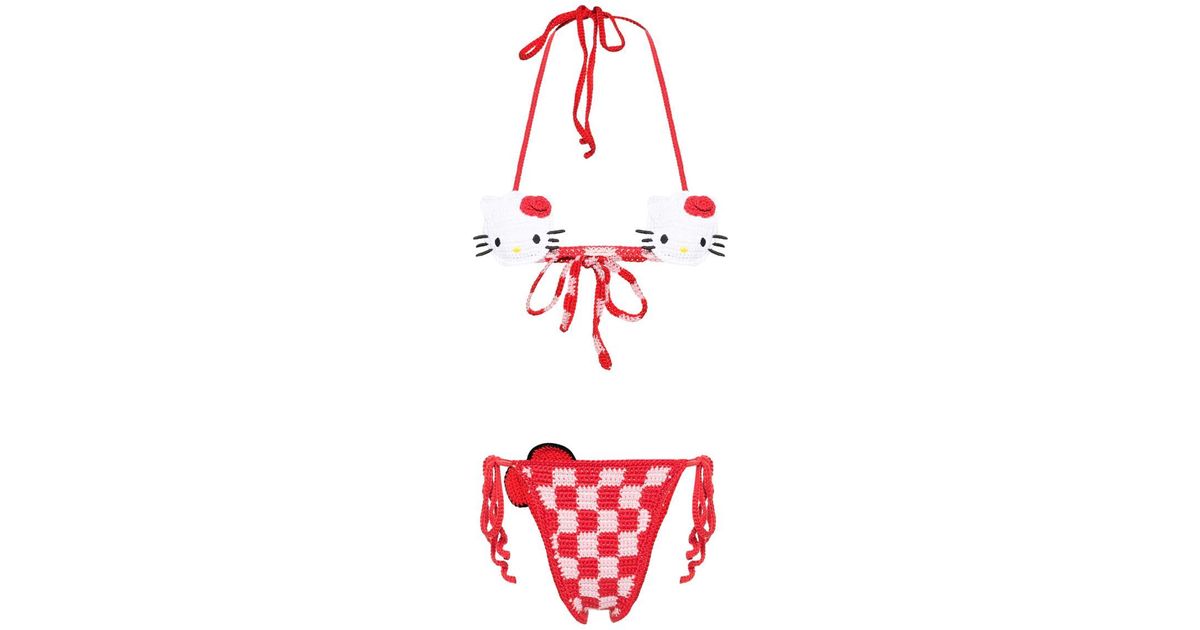 Gcds Hello Kitty Crochet Bikini in Red | Lyst