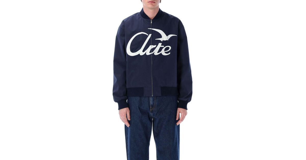 Arte' Logo Bird Bomber Jacket in Blue for Men | Lyst