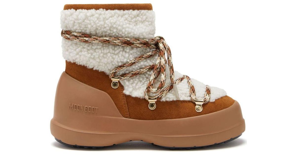 Moon Boot Capsule Luna Low Shearling Snow Boots in Brown | Lyst