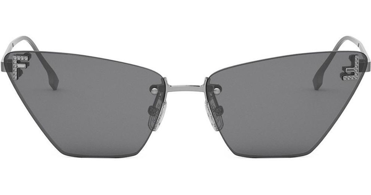 Fendi First Crystal Sunglasses in Gray | Lyst