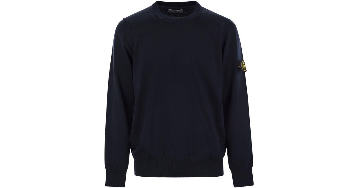 Stone Island Crew-Neck Cotton Jersey in Blue for Men | Lyst UK