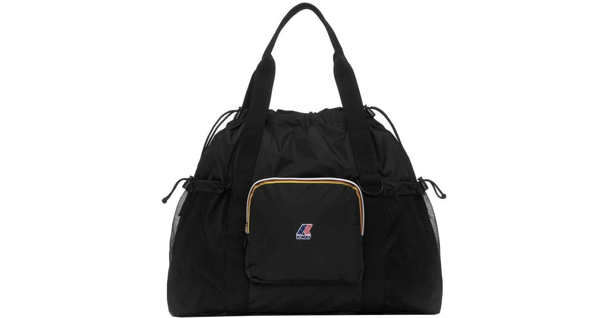K-Way Nylon Tote Bag With Adjustable Straps in Black | Lyst