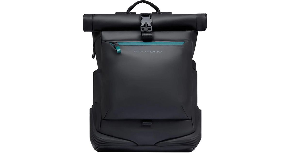 Piquadro Roll Top Backpack Bags in Black | Lyst UK