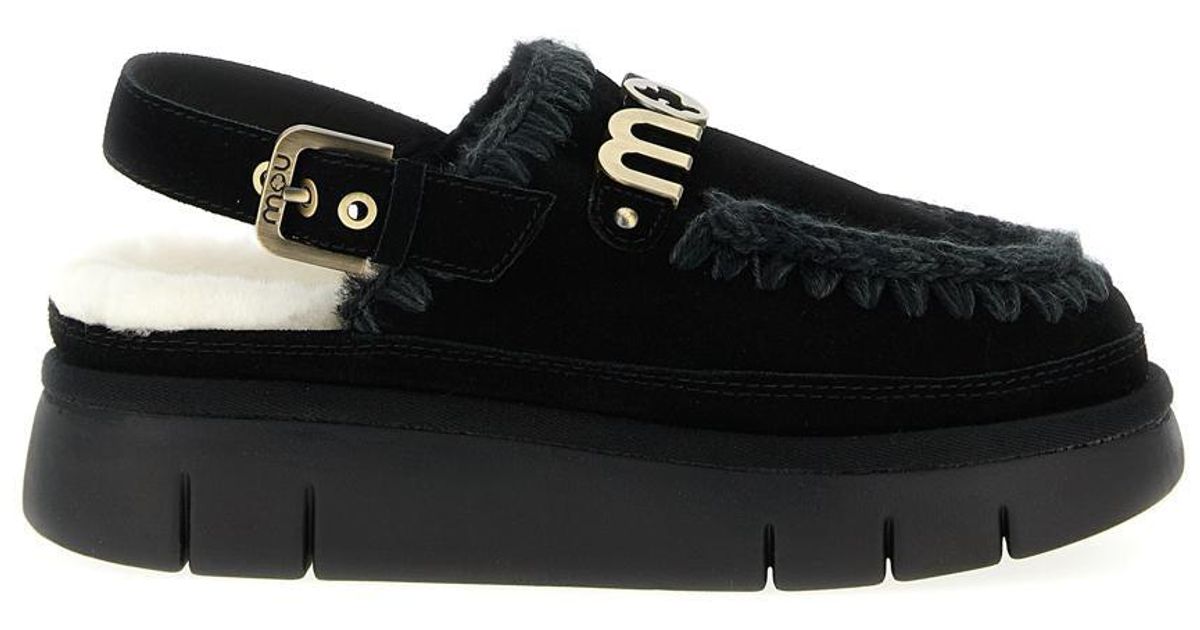 Mou 'Bounce Clog Back Strap' Sabots in Black | Lyst