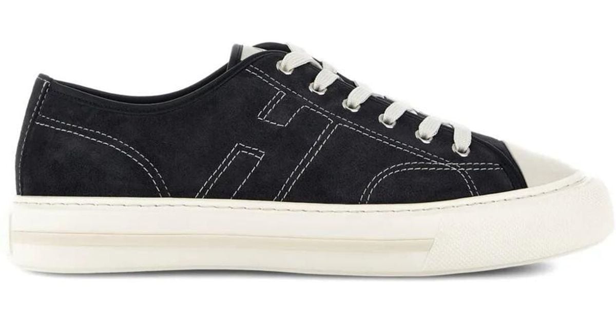 Hogan Rebel Suede Sneakers With Stitched H Shoes in Black for Men | Lyst UK