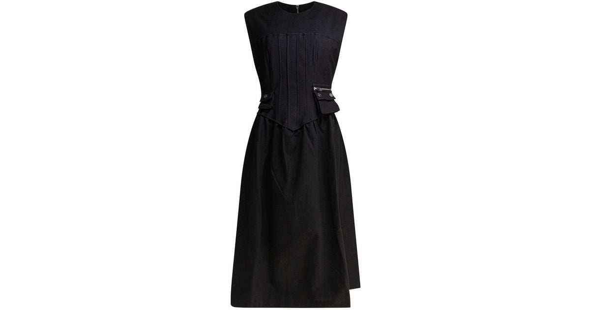 Ganni Heavy Cotton Tailoring Corset Midi Dress in Black | Lyst UK