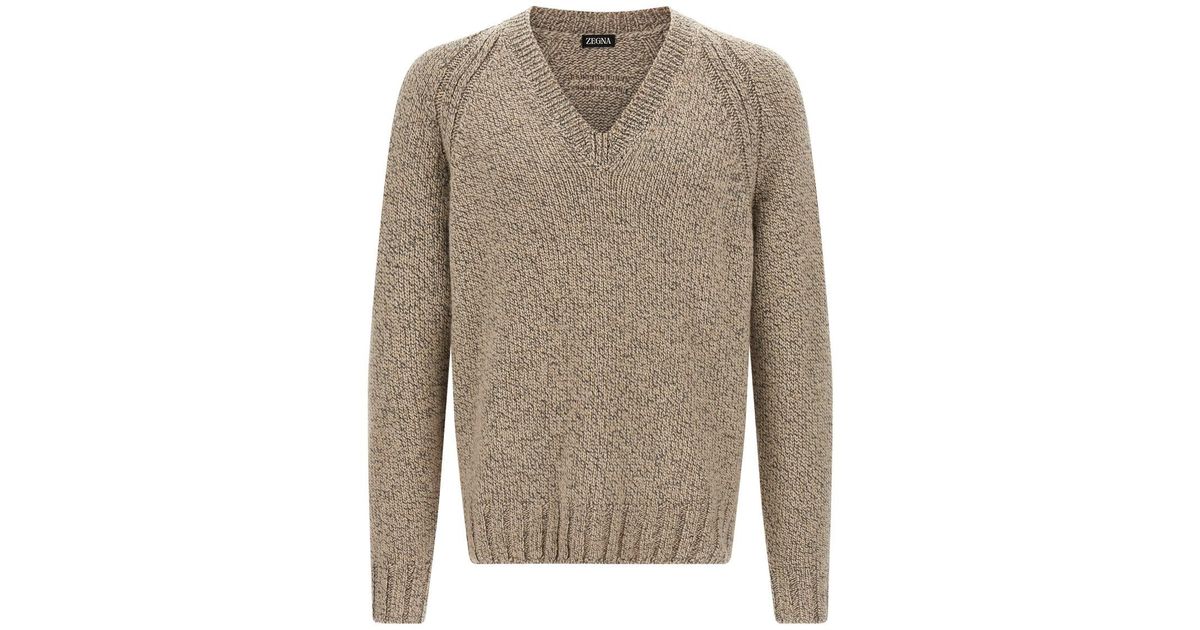 ZEGNA Cashmere Sweater in Grey for Men | Lyst UK