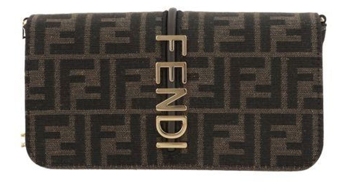 Fendi Chain Wallets in Brown | Lyst