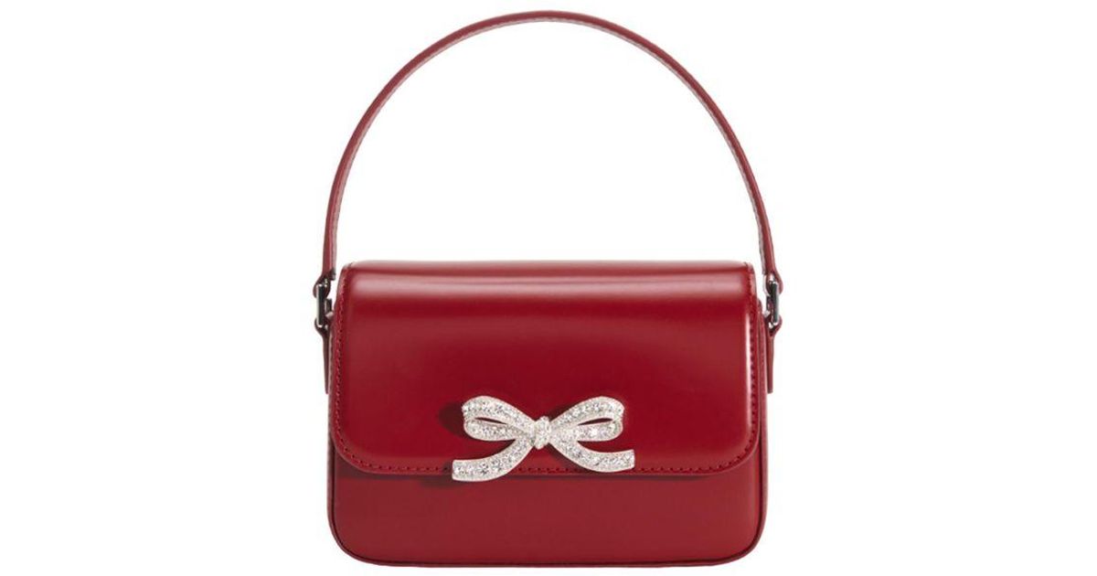 Self-Portrait Micro Bag In Burgundy Leather in Red | Lyst Australia
