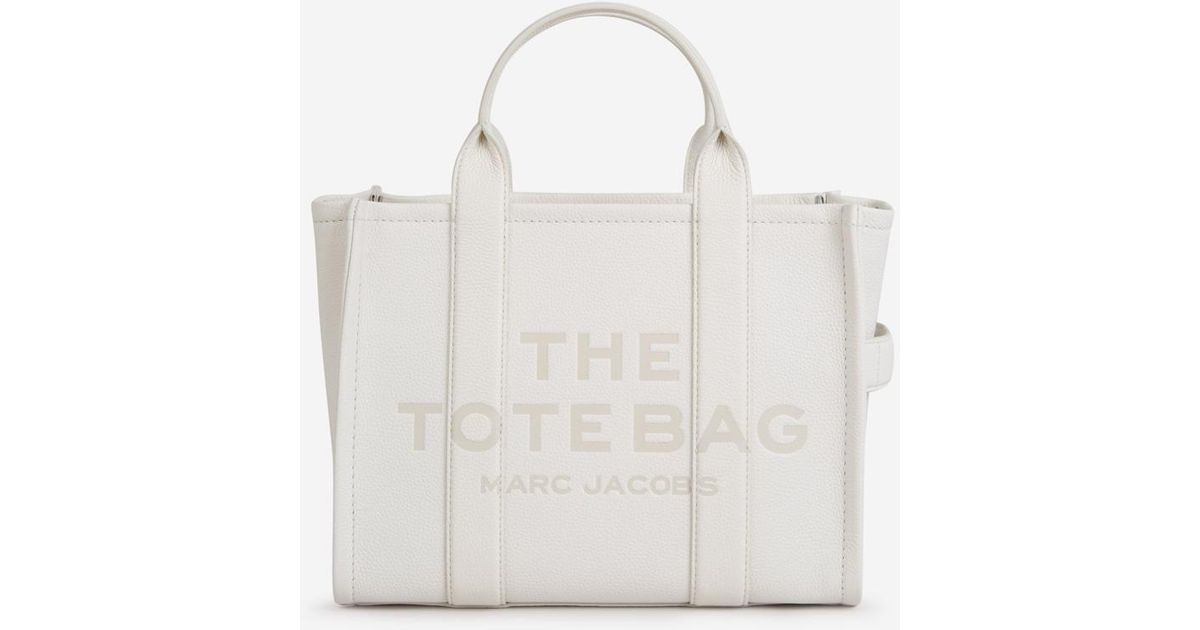 Marc Jacobs M Leather Tote Bag in White | Lyst