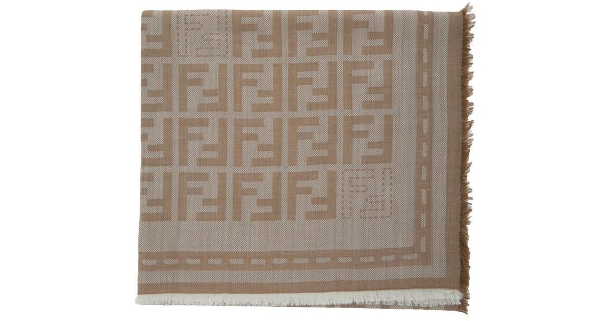 Fendi Wool Ff Scarf in Brown | Lyst UK