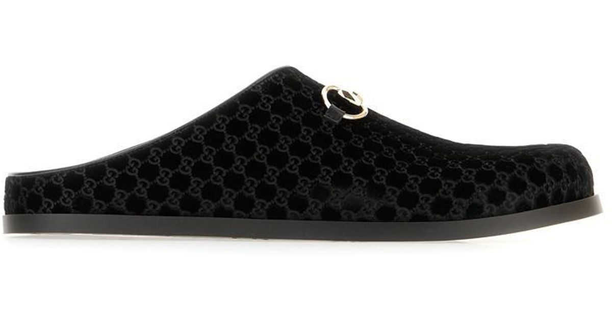 Gucci New Sol Horsebit-Detailed Leather-Trimmed Velvet Slippers in ...
