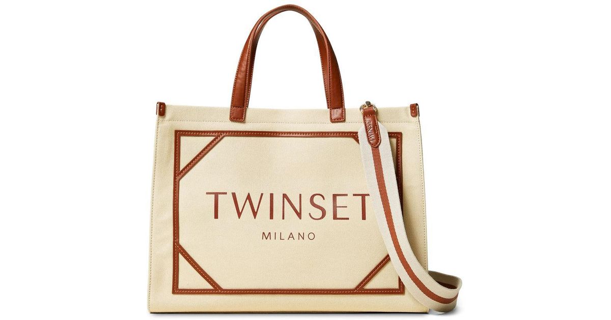 Twinset Shopping Bags in Natural | Lyst