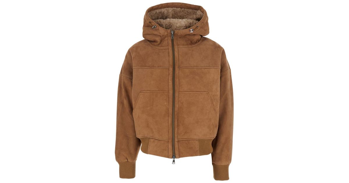 Tela Sheraling Jacket With Drawstring Hood And Elastic Trims in Brown ...