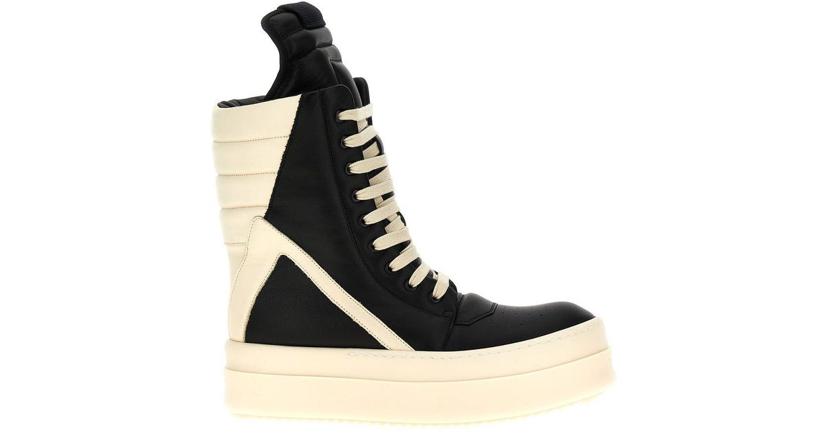 Rick Owens 'Mega Geo-Basket' And High-Top Sneakers With Contrasting ...