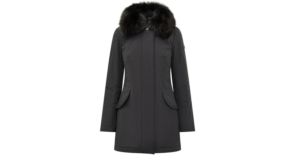 Peuterey Fur Hooded Coat in Black | Lyst UK