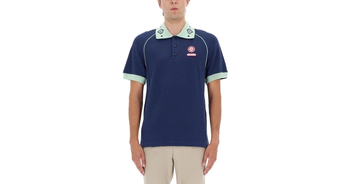 CASABLANCA Deep Polo Shirt in Blue for Men | Lyst UK