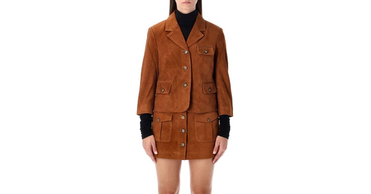 THE GARMENT Suede Fitted Jacket in Brown | Lyst UK