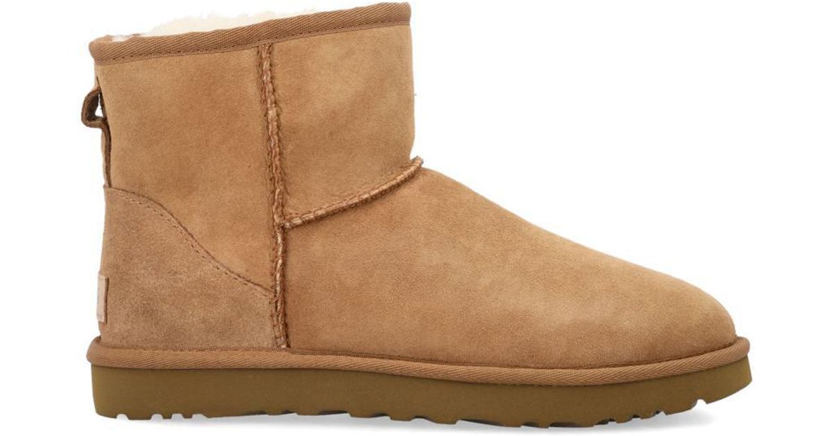 UGG Classic Mini Ii Suede Boots With Shearling Lining in Brown | Lyst