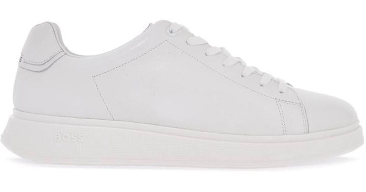 BOSS Sneakers Bulton_runn_gr White Leather With Rubber Sole for Men | Lyst