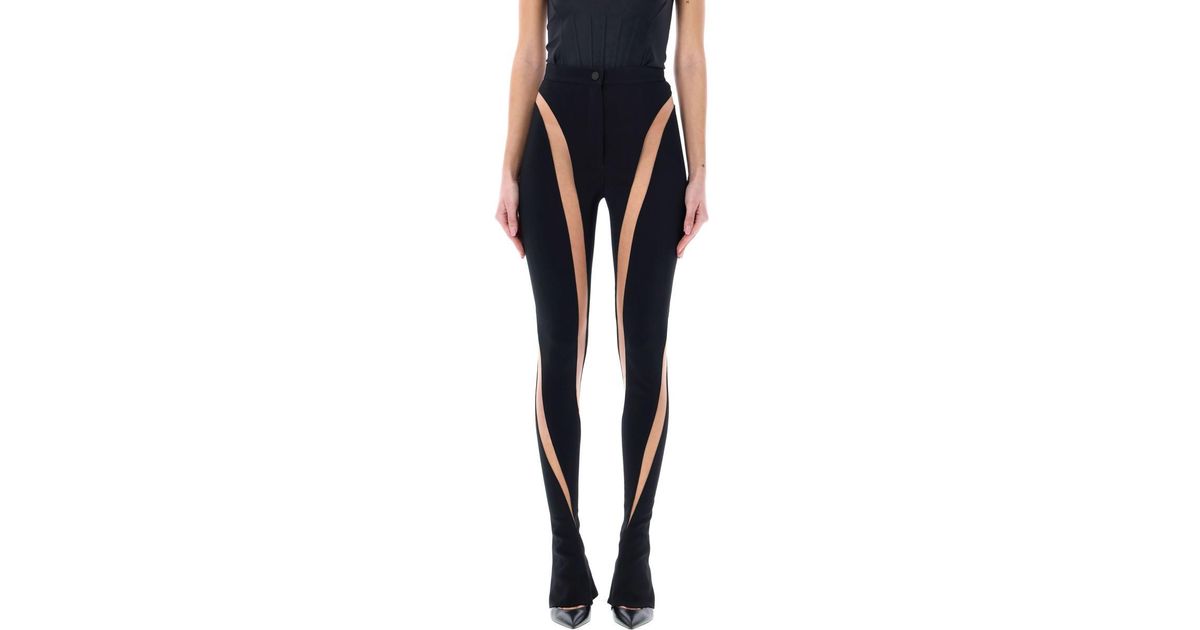 Mugler Sheer Nude Illusion Pants For Ss24 in Black | Lyst