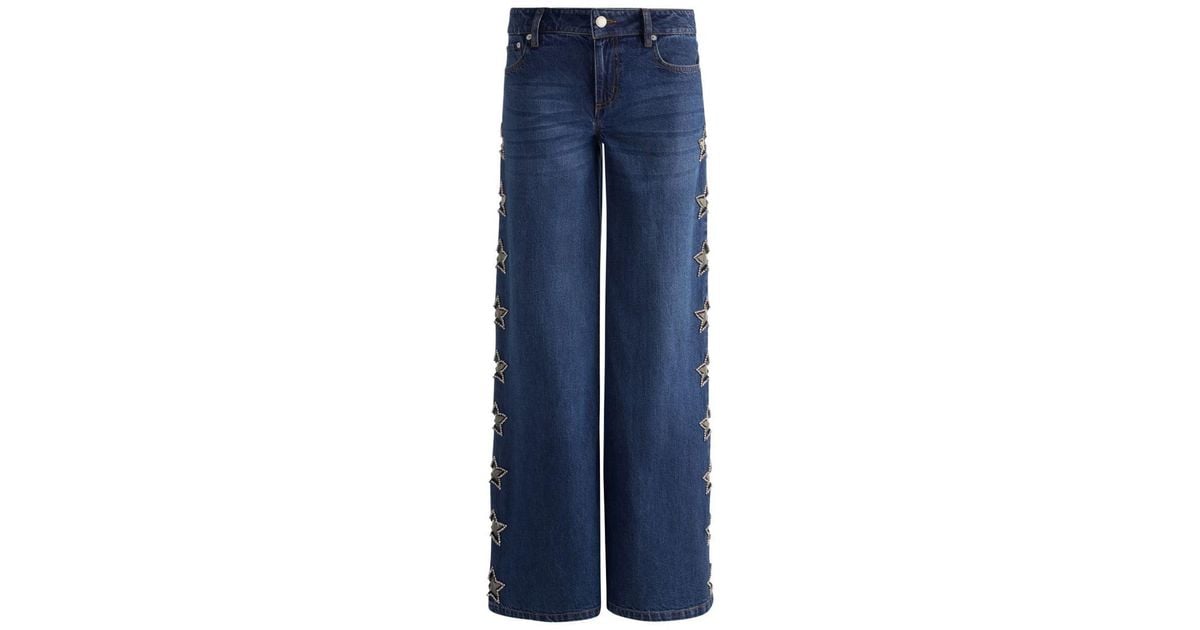 Alice + Olivia Embellished Baggy Jeans in Blue | Lyst UK