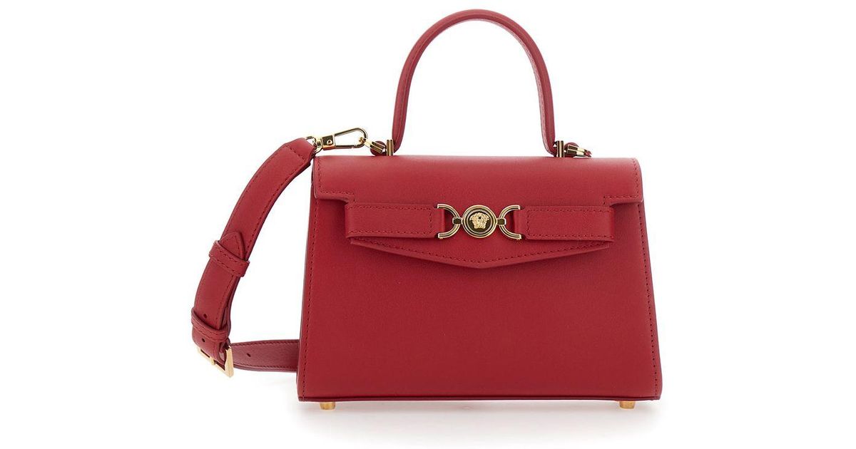 Versace 'medusa '95' Small Red Handbag With Belt Detail In Leather ...