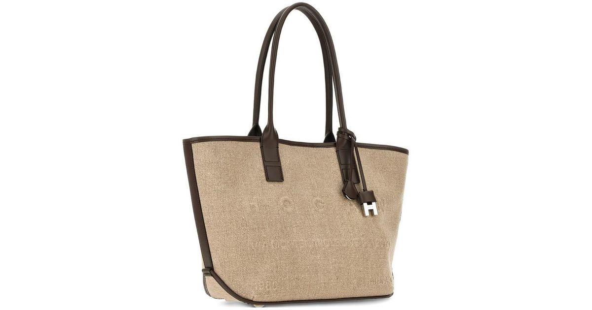 Hogan Tote Bags in Natural | Lyst