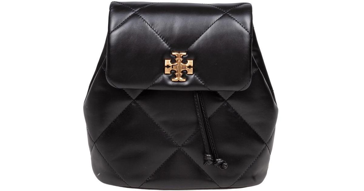 Tory Burch Kira Diamond Quilt Leather Mini Backpack in Black | Lyst