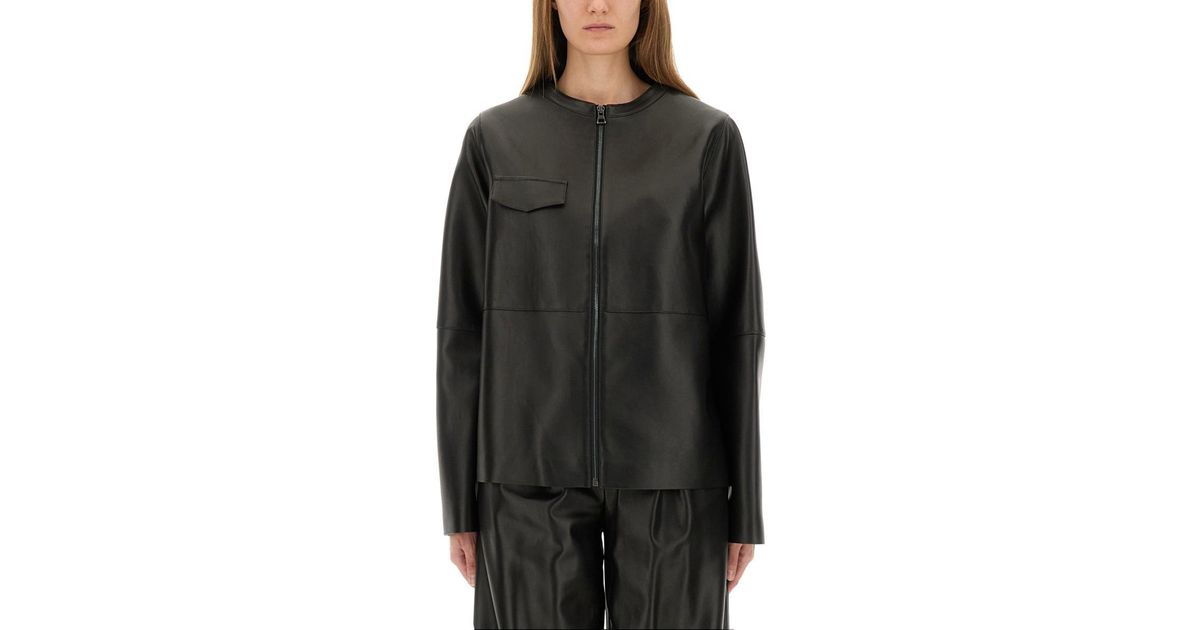 zona20 milano Leather "Cartago" Jacket in Black | Lyst UK