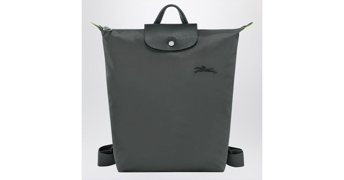 Longchamp Graphite Coloured M Le Pliage Backpack in Black | Lyst