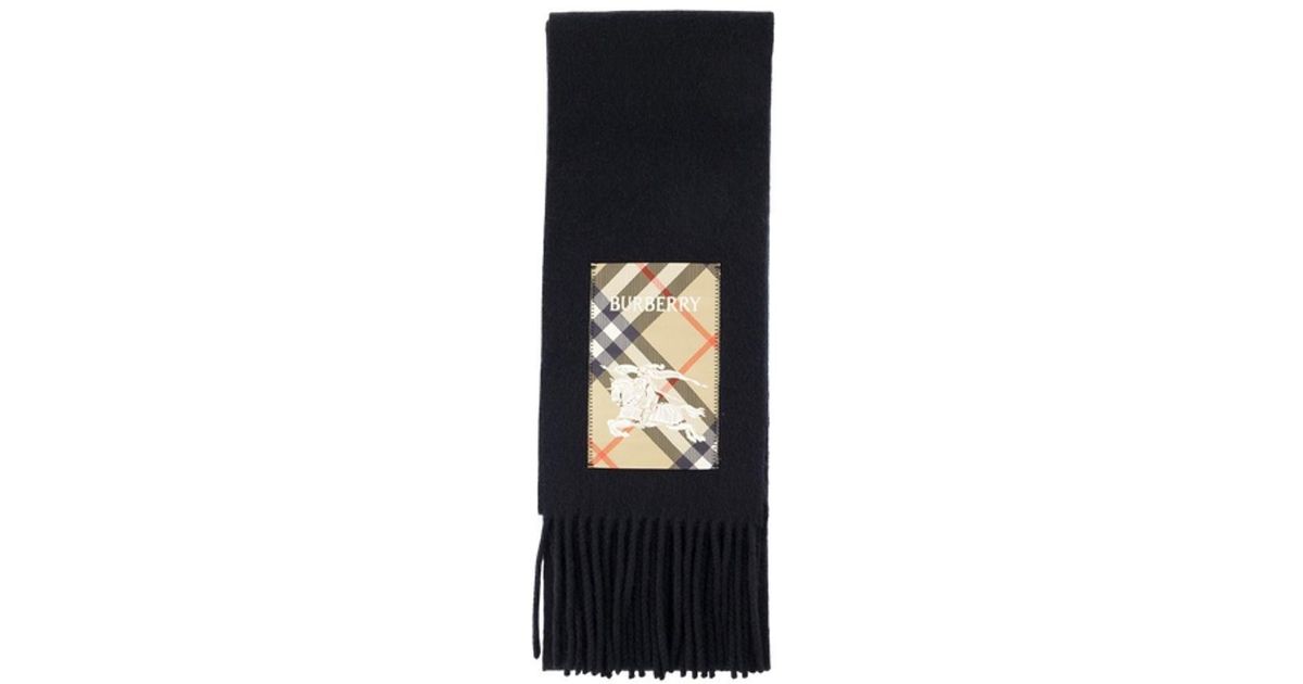 Burberry Mu Solid Label Scarf in Black | Lyst UK