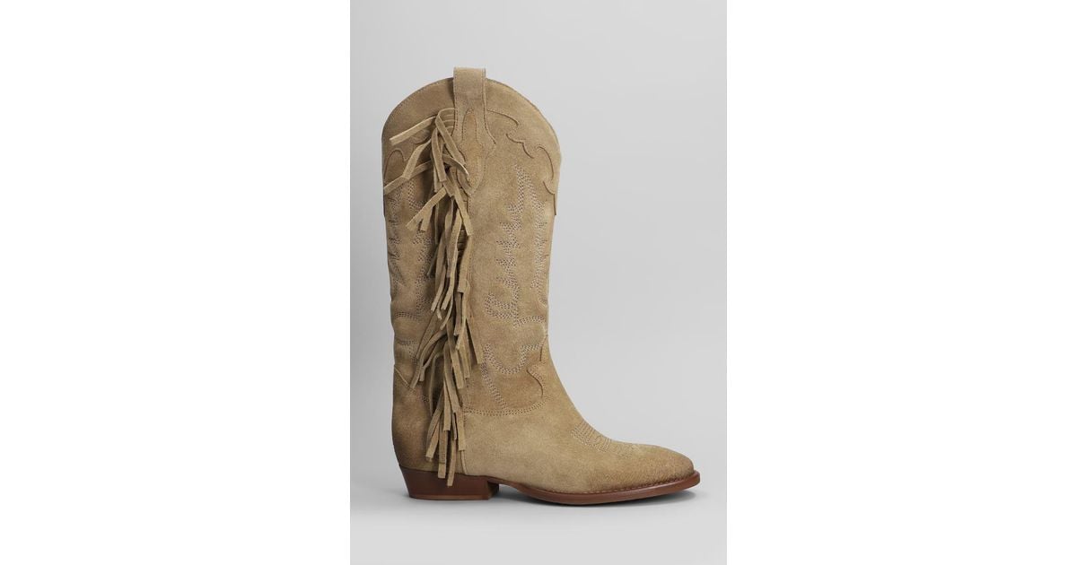GISÉL MOIRÉ Oklahoma Texan Boots in Natural | Lyst