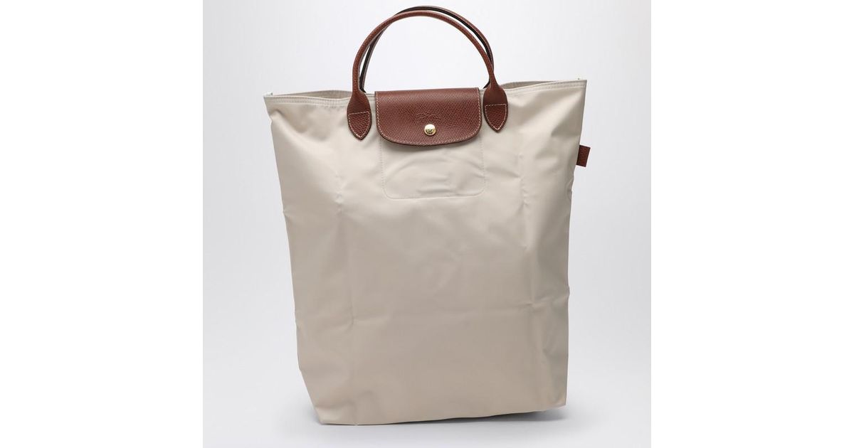 Longchamp Paper-Coloured M Le Pliage Shopping Bag in Brown | Lyst Canada