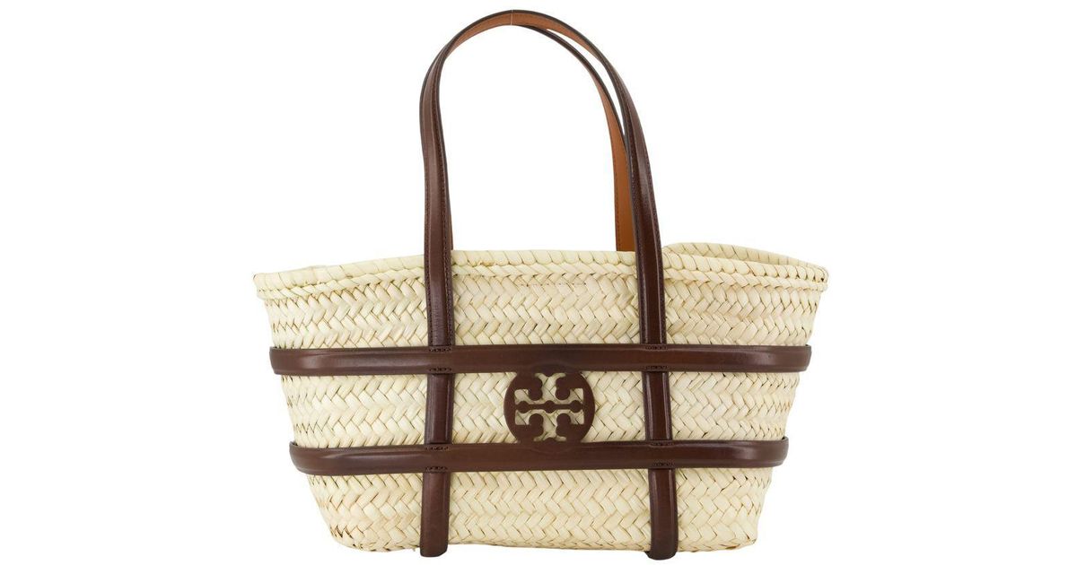 Tory Burch Ella Straw Small Shopper Bag in Metallic | Lyst