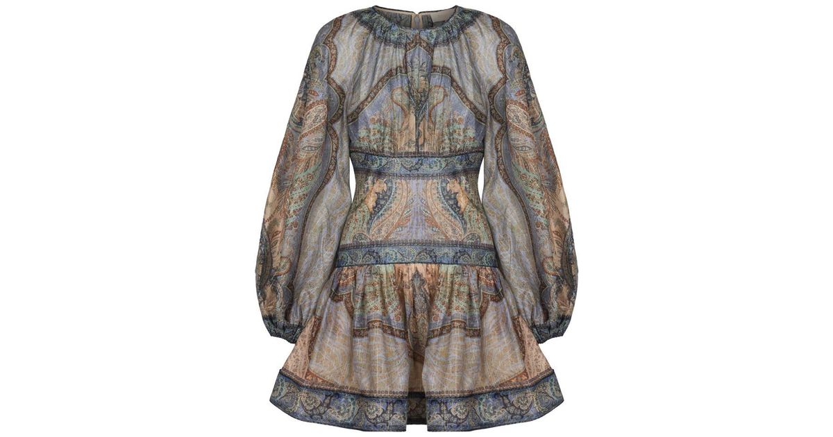 Zimmermann Mini Dress Wanderlust in Grey | Lyst UK