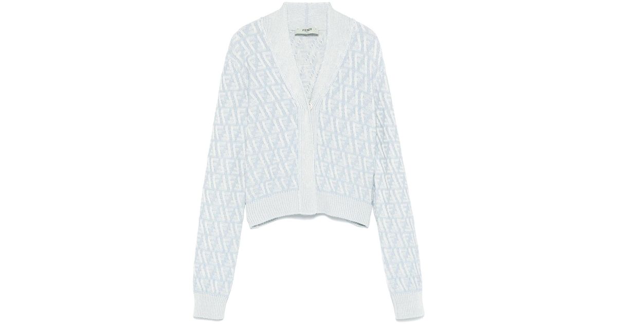 Fendi Float Cardigan in White | Lyst